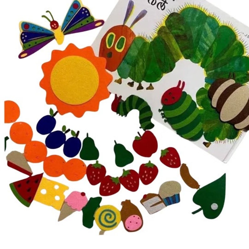 3D the Very Hungry Caterpillar Set 32 Pieces, Felt Board, Hungry Worm ...