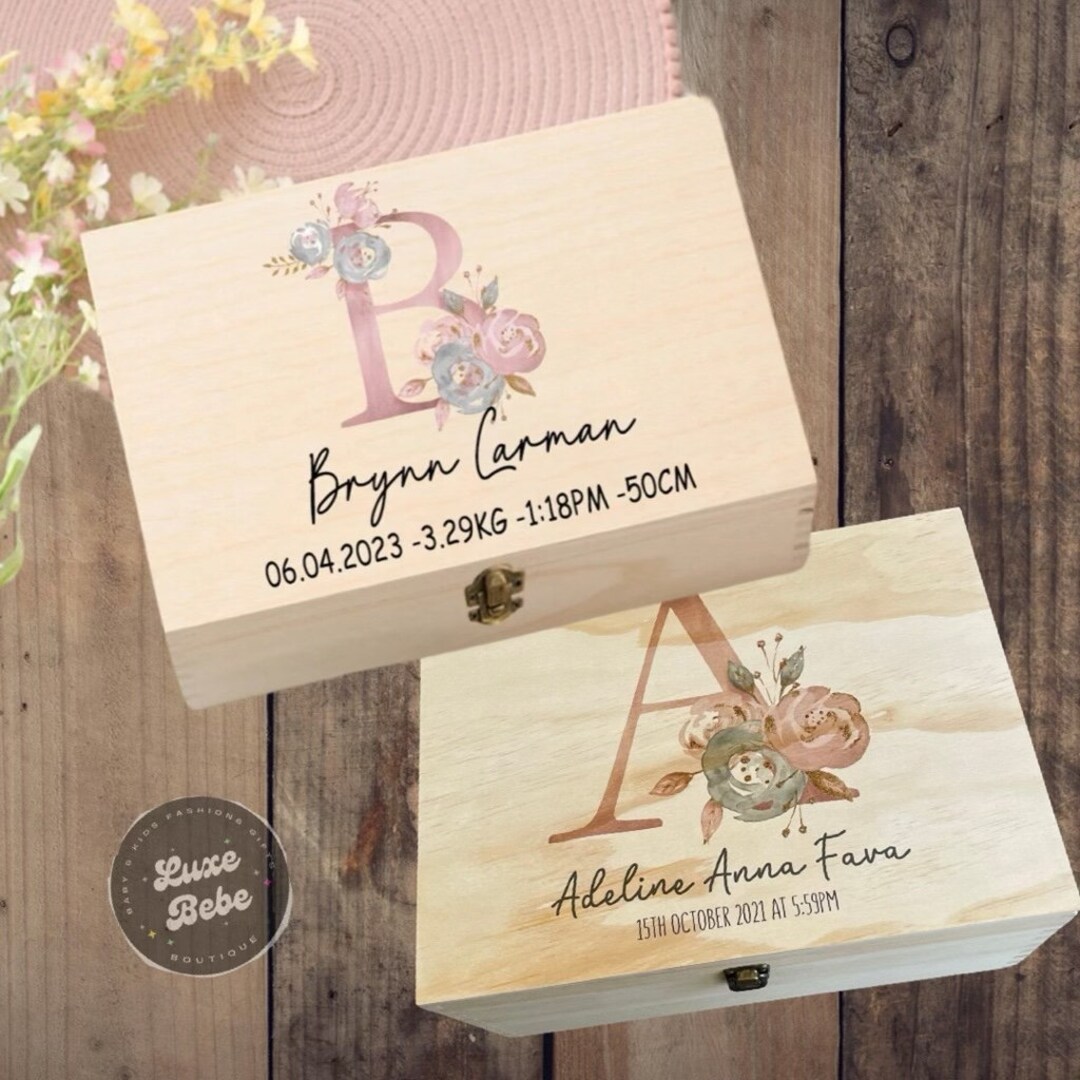 Personalised Wooden Keepsake Box, Newborn Baby Gift, Memory Box, Baby ...