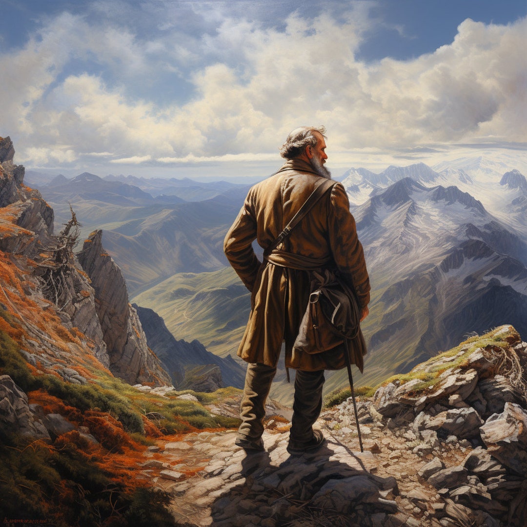 Digital Art Realistic Artwork of a Man Overlooking a Vast - Etsy