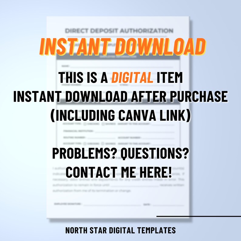Editable Direct Deposit Authorization Template, Direct Deposit ...