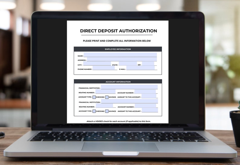 Editable Direct Deposit Authorization Template, Direct Deposit ...
