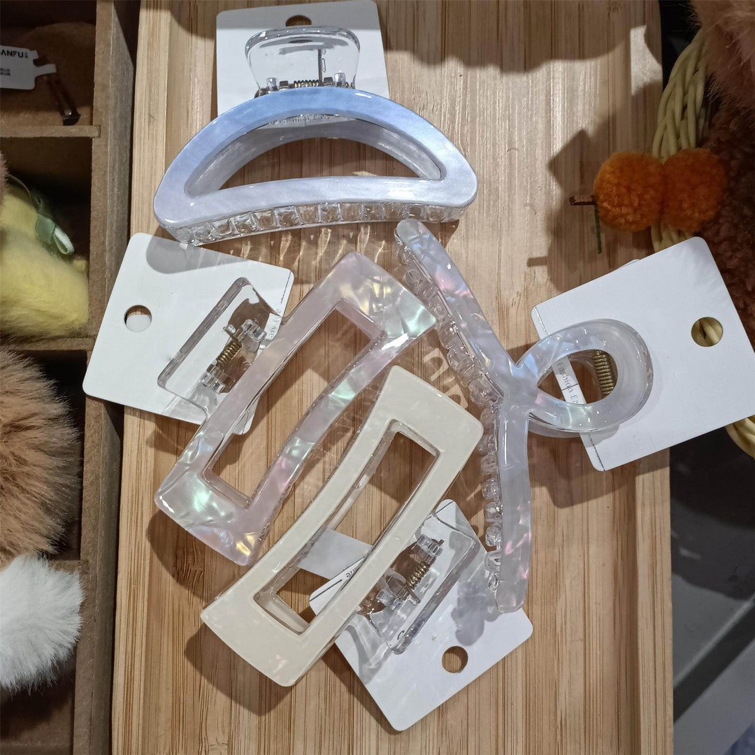 4-PACK Clear Candy Color Hair Claw, Large Colorful Hair Clips, Acrylic ...