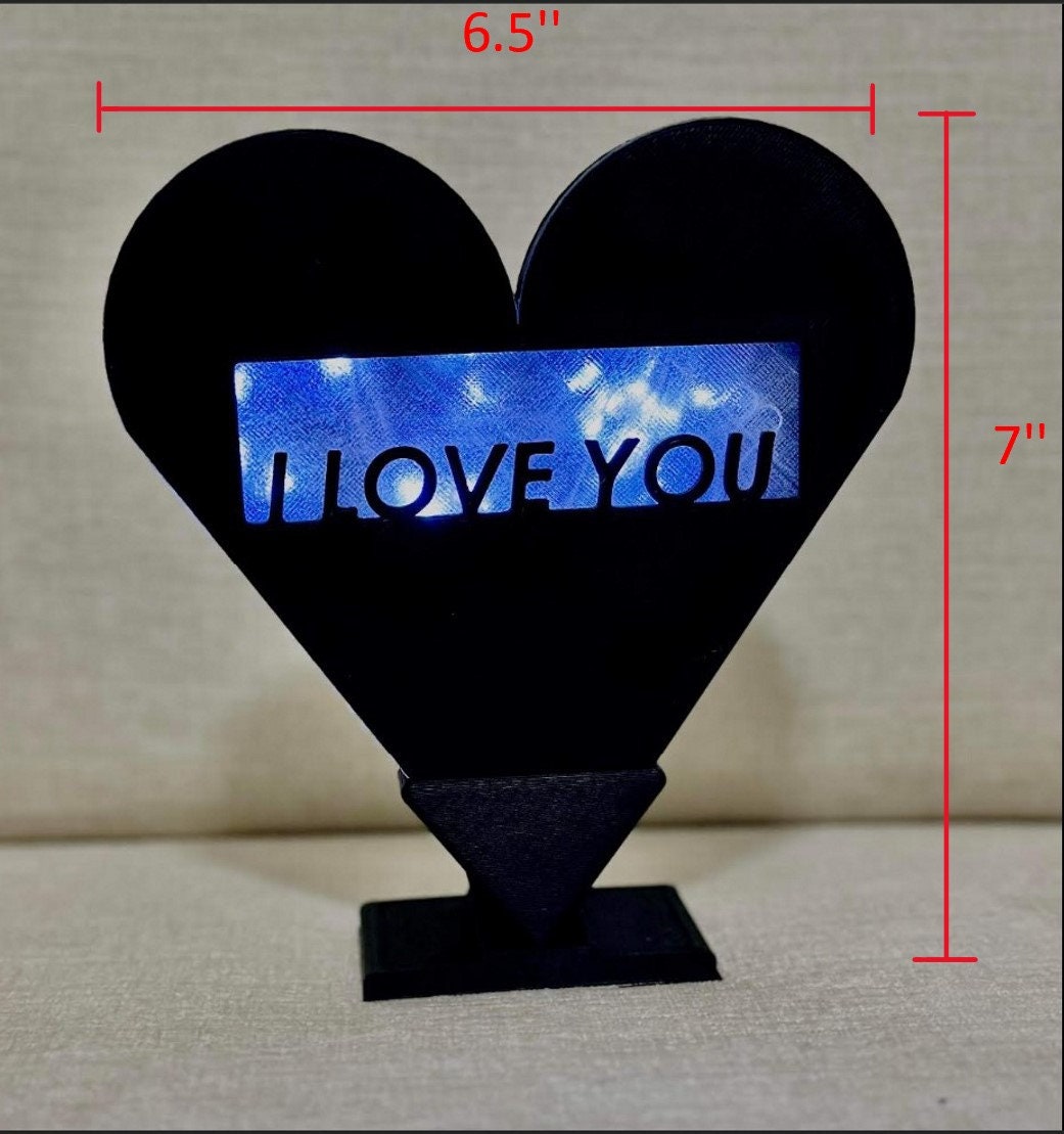 Personalized Light up Heart 3D Print - Etsy