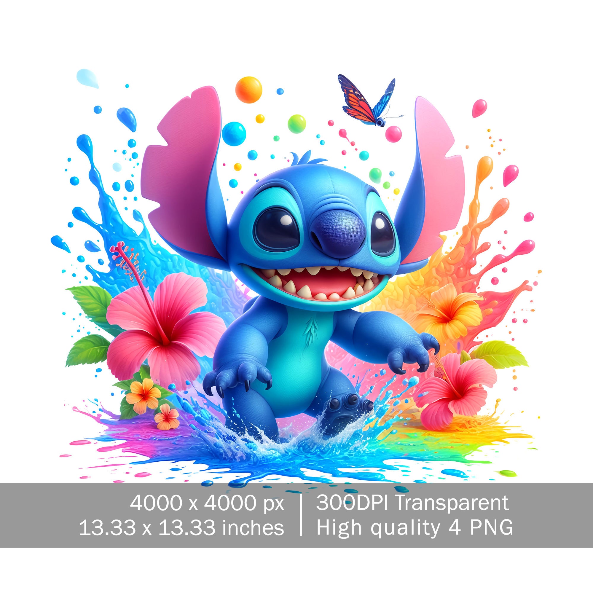 4 PNG Stitch Splash y acuarela Diseño digital Archivo PNG para ...