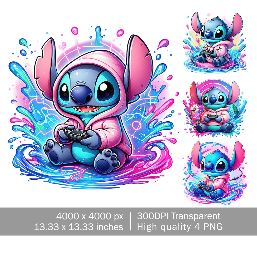 4 Stitch Hoodie Gamer Watercolor Splash Png, Clipart Images, Graphics ...