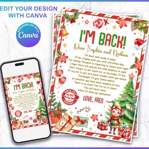 Editable Elf Arrival Letter Png,return Letter Christmas Elf I'm Back ...
