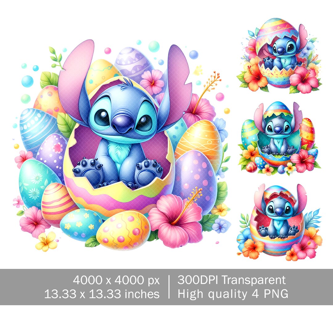 Bundle 4 Stitch Easter Png, Stitch Easter Eggs Png, Funny Easter Png ...