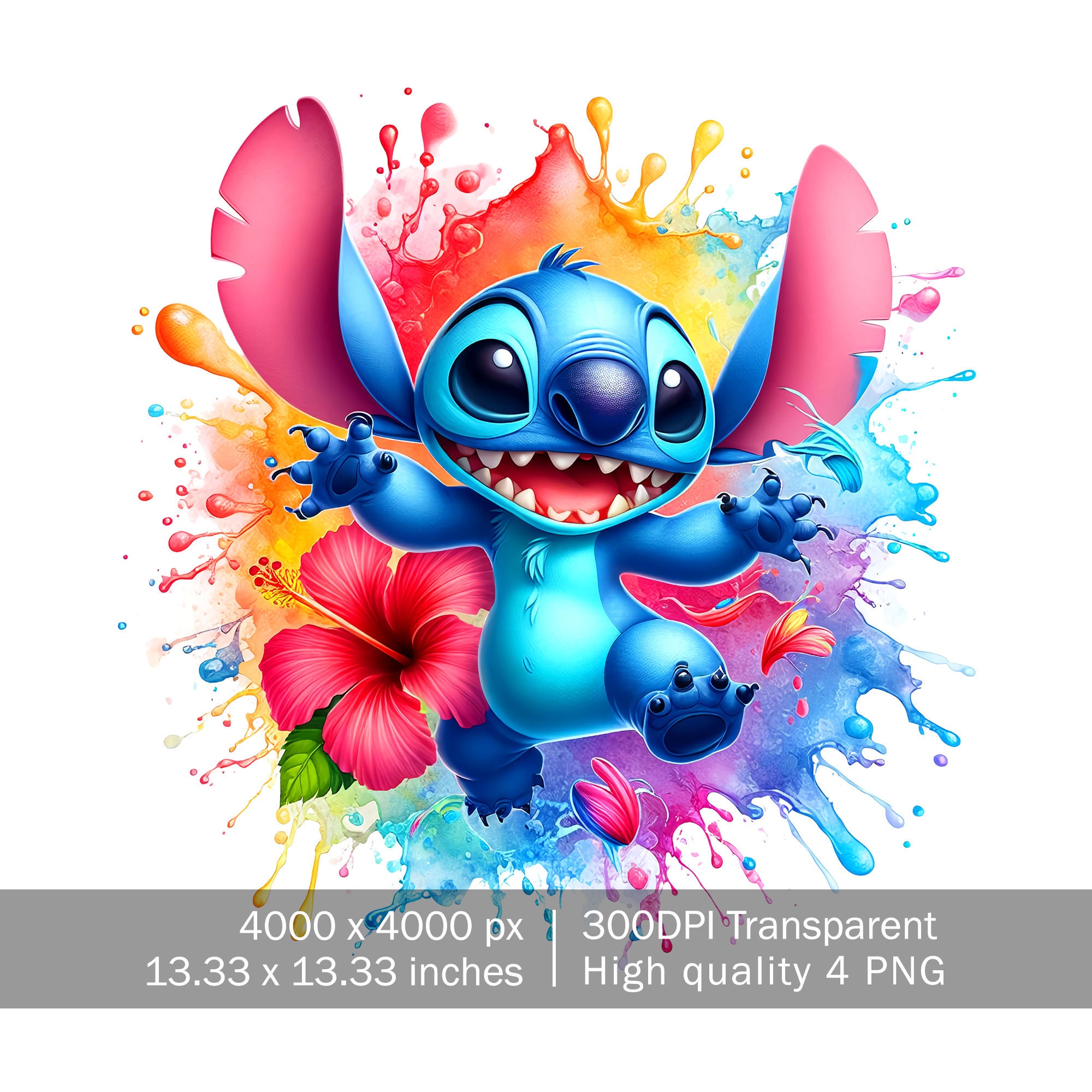 4 PNG Stitch Splash y acuarela Diseño digital Archivo PNG para ...