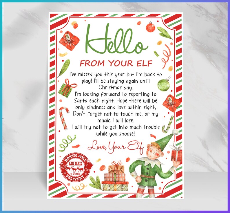 Personalized Elf Letter, Elf Hello Letter, Elf Arrival Letter, Elf ...