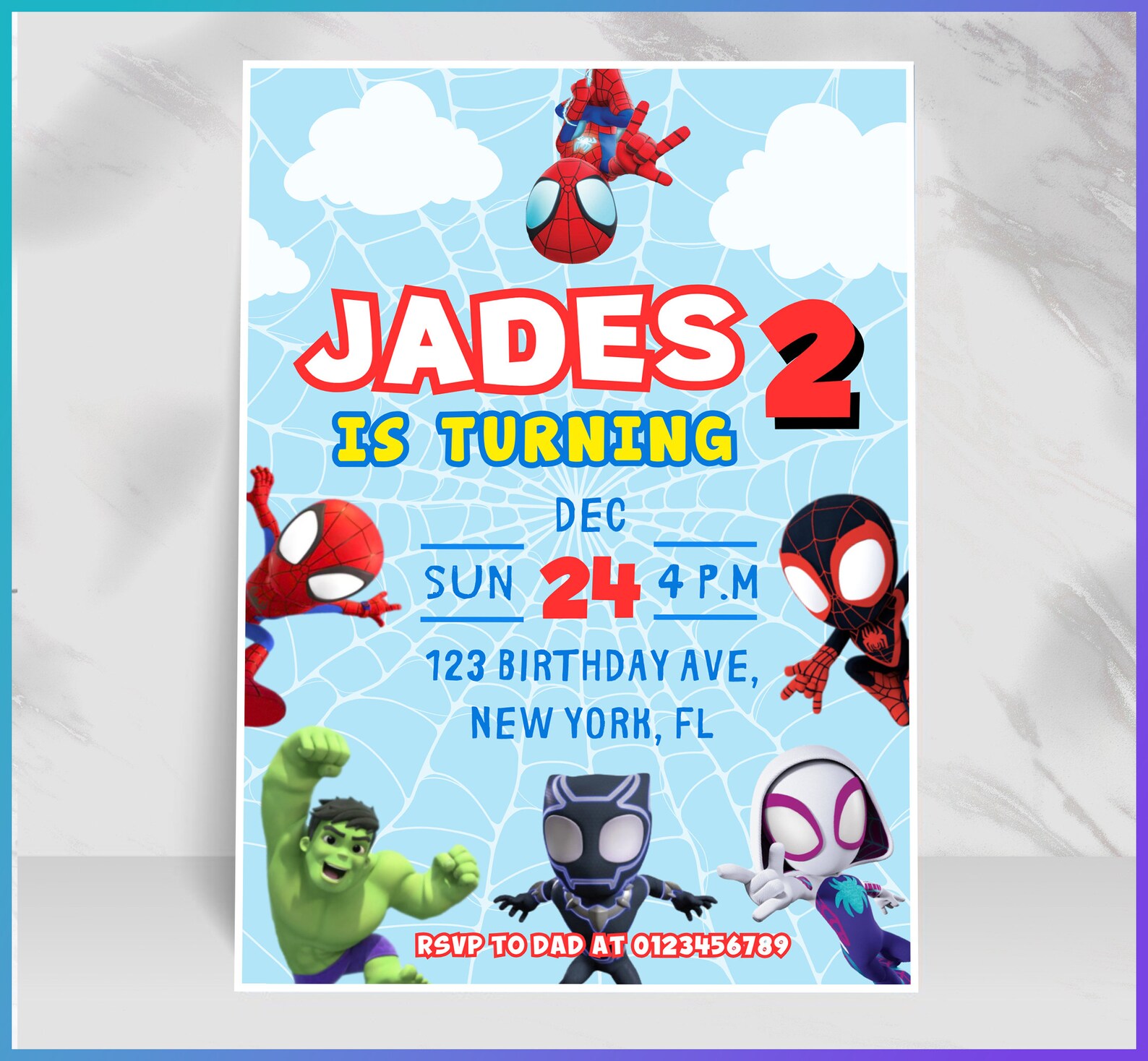 Spidey and His Amazing Friends Invitation, Custom Name Kid Birthday ...