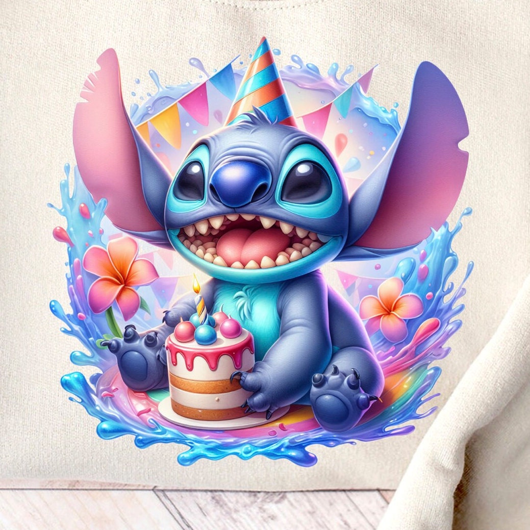 Stitch verjaardag aquarel clipart, Happy Birthday Stitch PNG ...