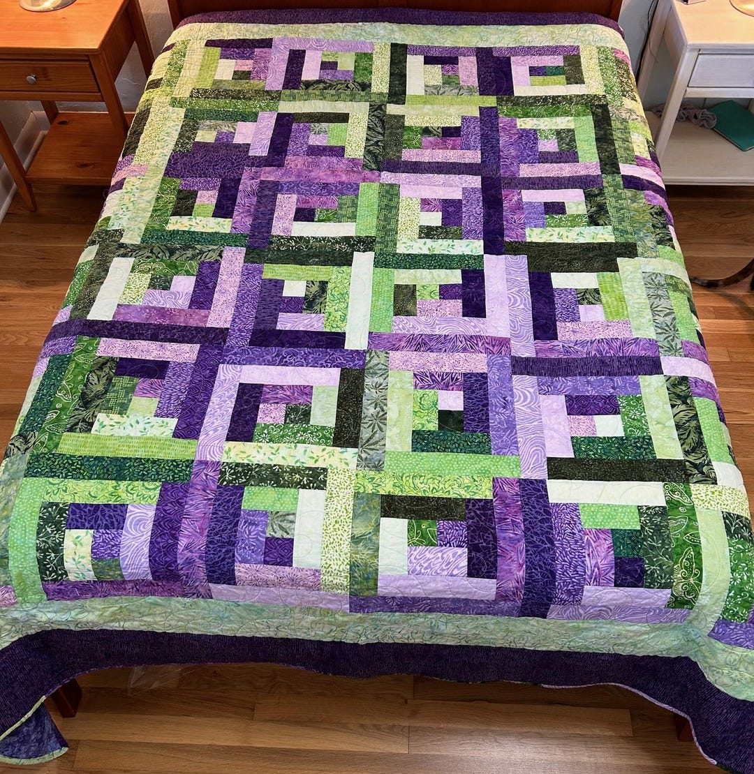 Handmade Batik Log Cabin Quilt - Etsy