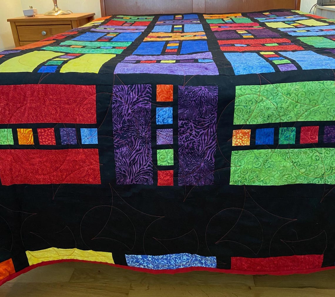Handmade Bright Batik Block Quilt - Etsy