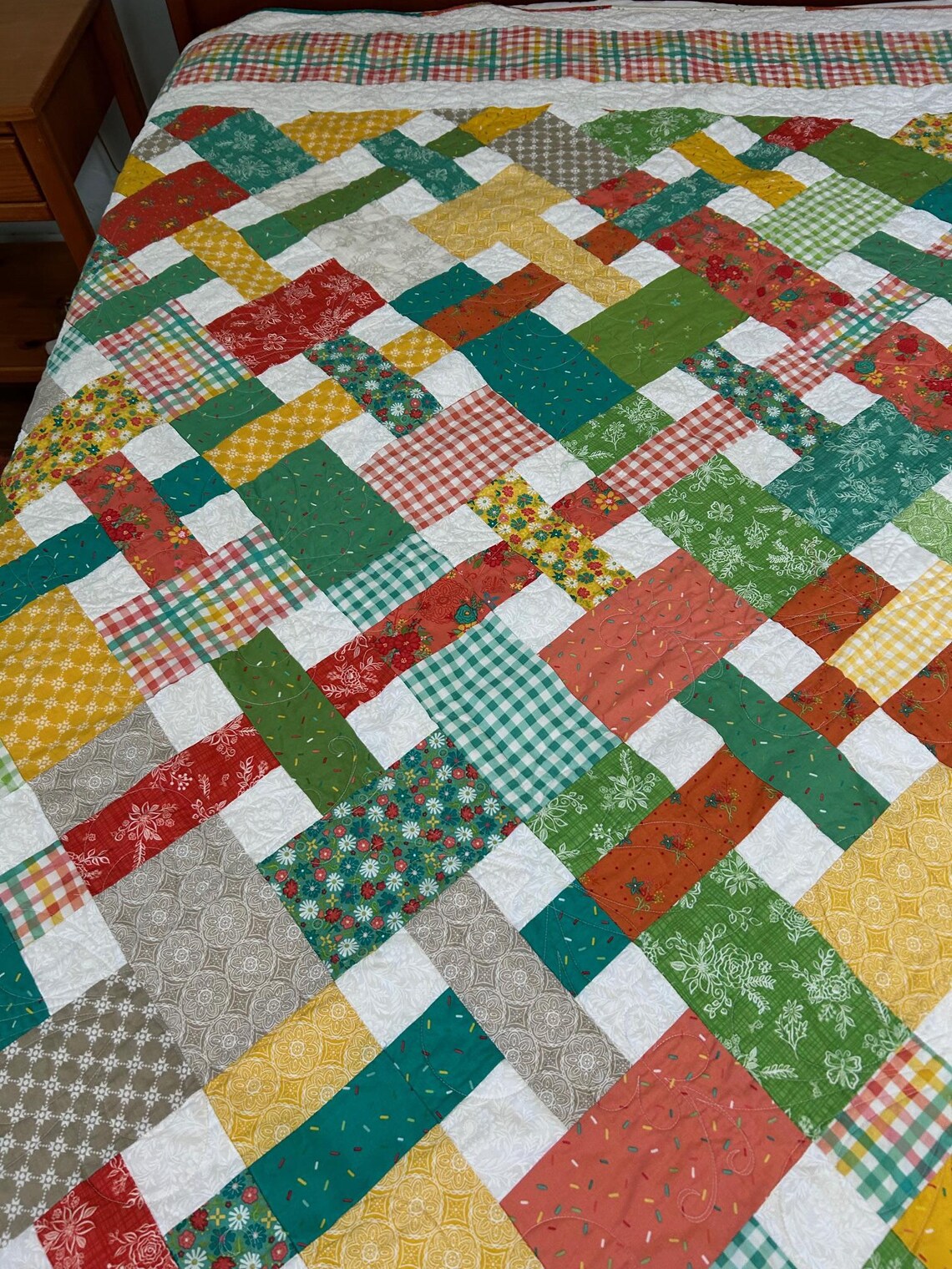 Handmade Colorful Picnic Style Quilt - Etsy