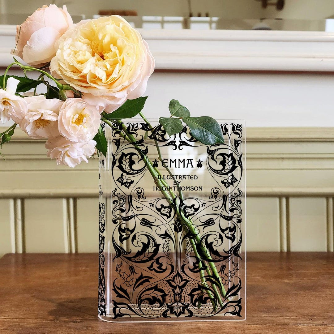 Emma Acrylic Book Vase, Jane Austen Book Lover Gift, Literary Decor ...