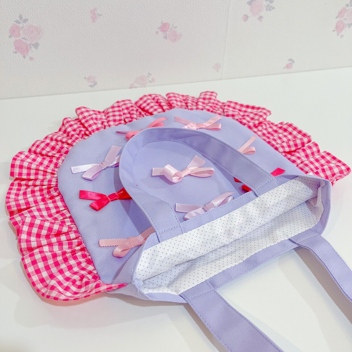 Gingham Ruffle Ribbon Mini Tote Baggingham Ruffle Ribbon Mini - Etsy