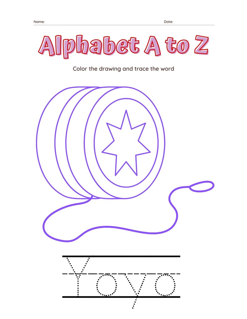 Alphabet A to Z Colouring Worksheet Set - Etsy