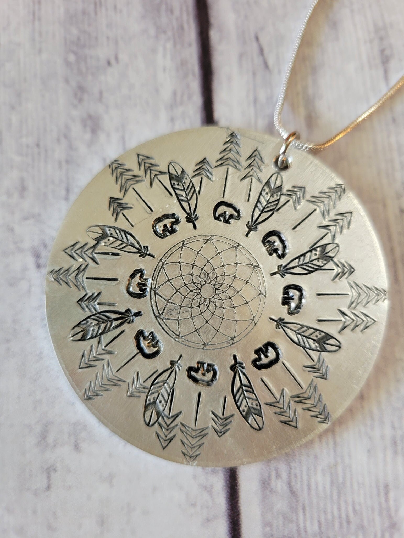 Brave Bear Mandala Silver Country Craft Barn Necklace 567 - Etsy