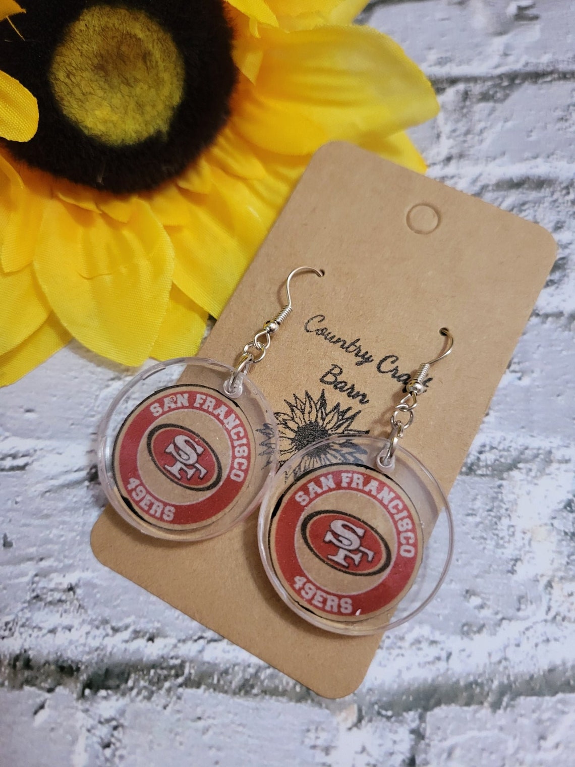 San Francisco 49ers Round Red/gold Country Craft Barn Earrings 104 - Etsy