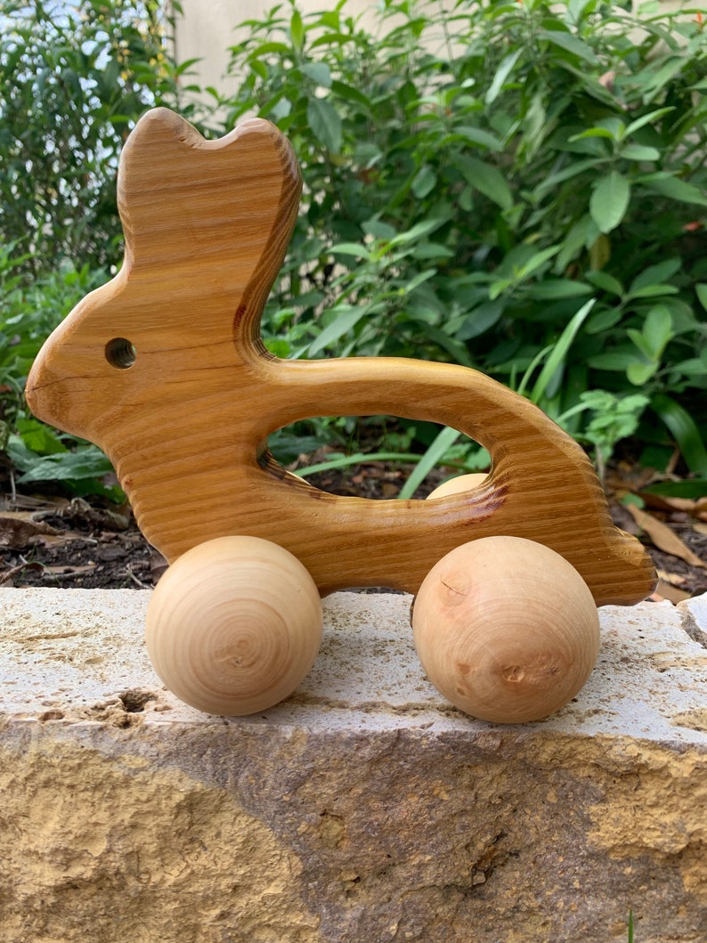 Wooden Bunny on Wheels - Etsy