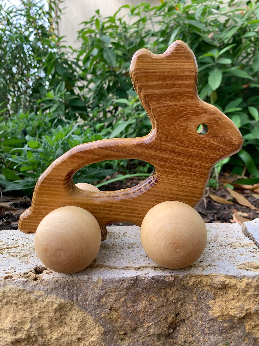 Wooden Bunny on Wheels - Etsy