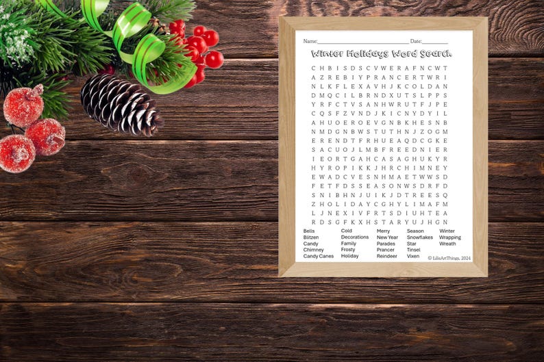 Winter Holiday Word Search - Etsy