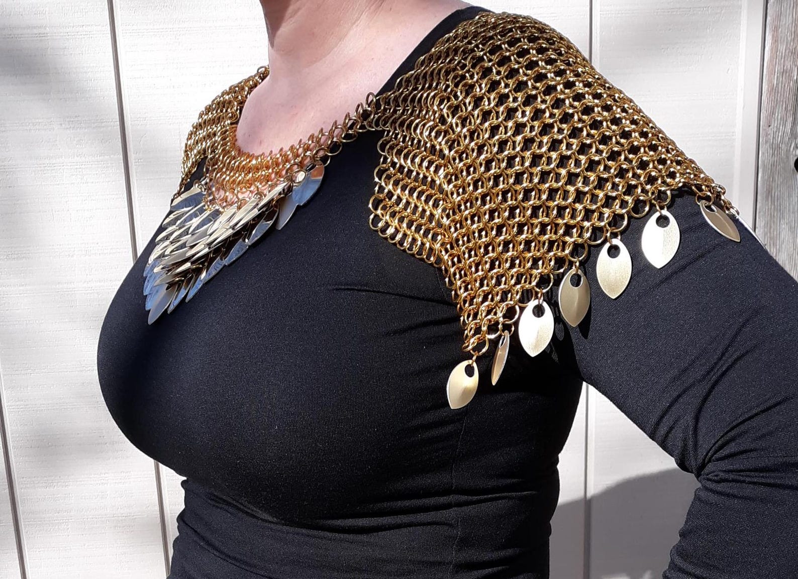 Shrug Chainmail Shoulder Armor With Fringe Scalemail Shoulder Armor ...