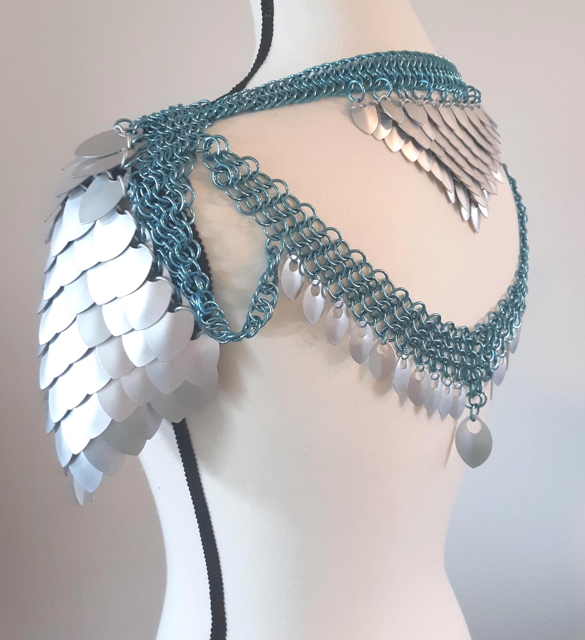 Keres Chainmail Shoulder Armor With Fringe Scalemail Shoulder Armor ...