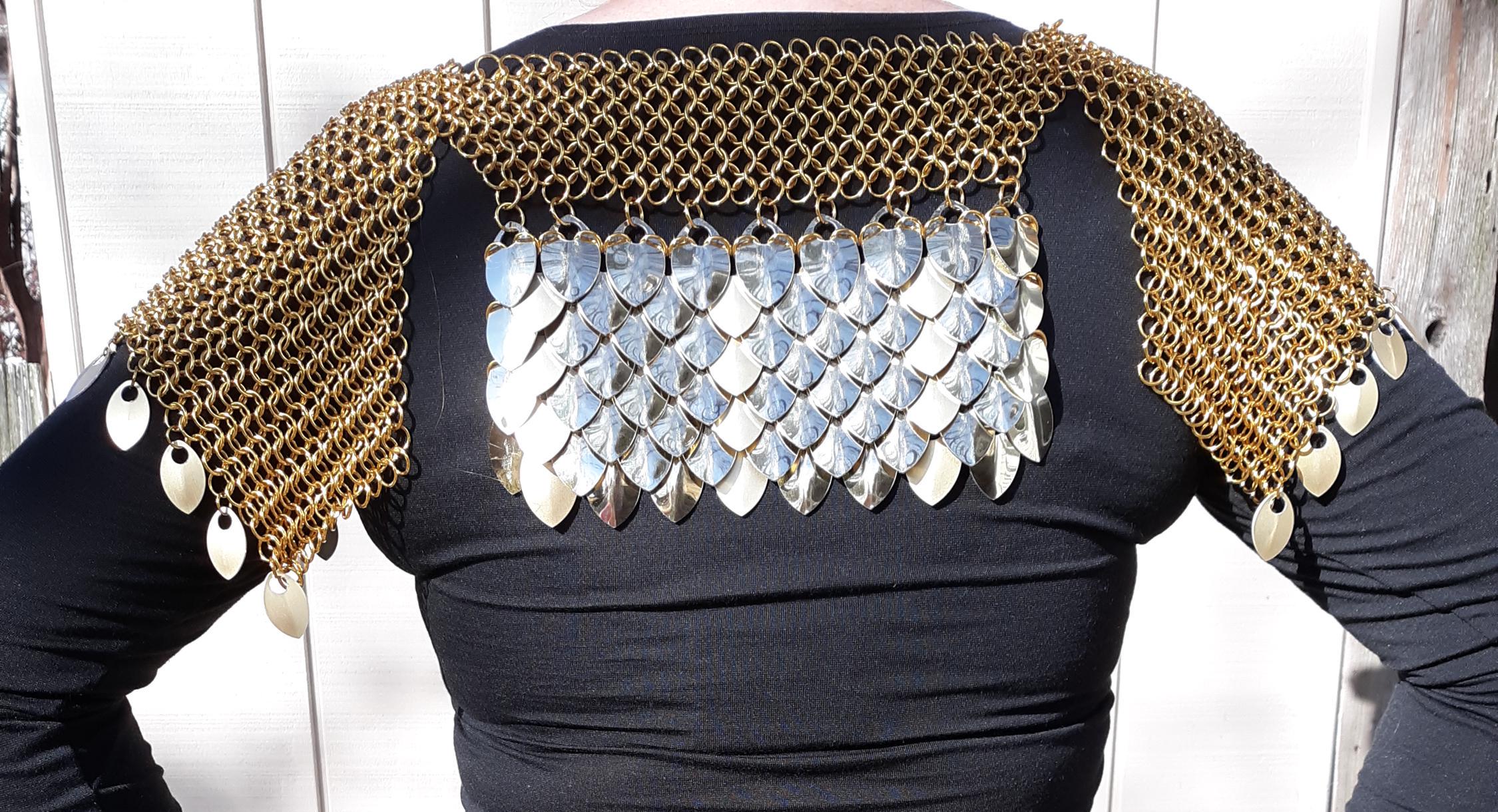 Shrug Chainmail Shoulder Armor With Fringe Scalemail Shoulder Armor ...