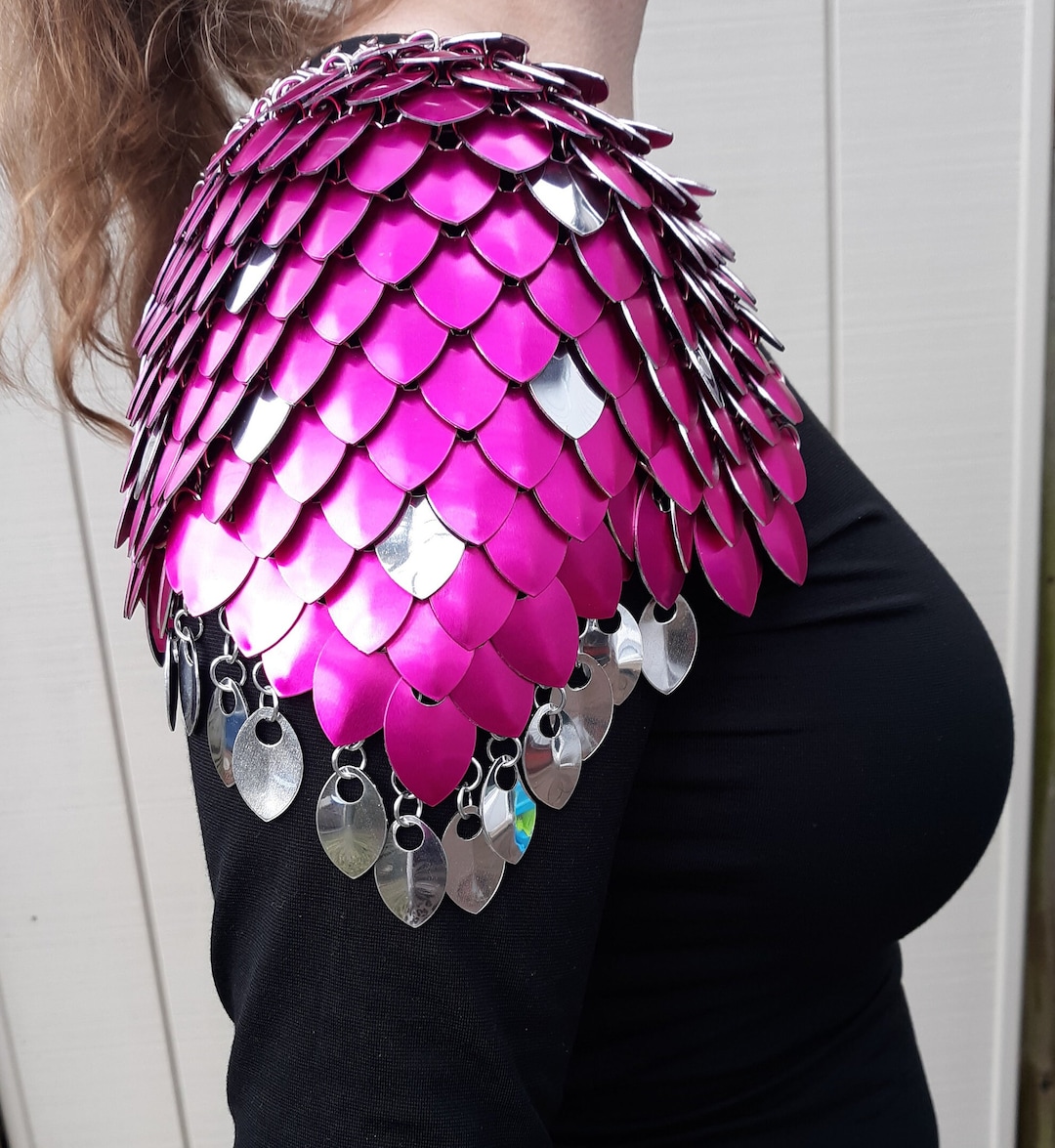 Pixi Chainmail Shoulder Armor With Fringe Scalemail Shoulder Armor With ...