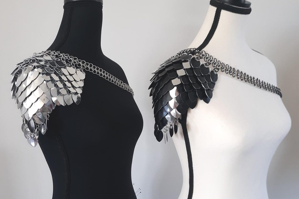 Mini Pixi Chainmail Shoulder Armor With Fringe Scalemail Shoulder Armor ...