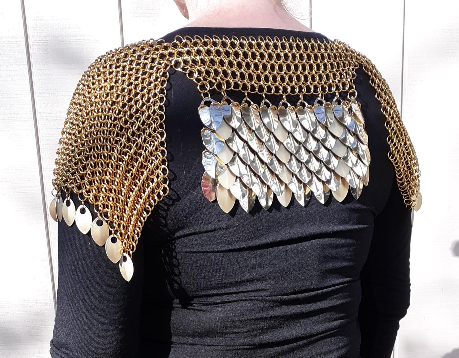 Shrug Chainmail Shoulder Armor With Fringe Scalemail Shoulder Armor ...