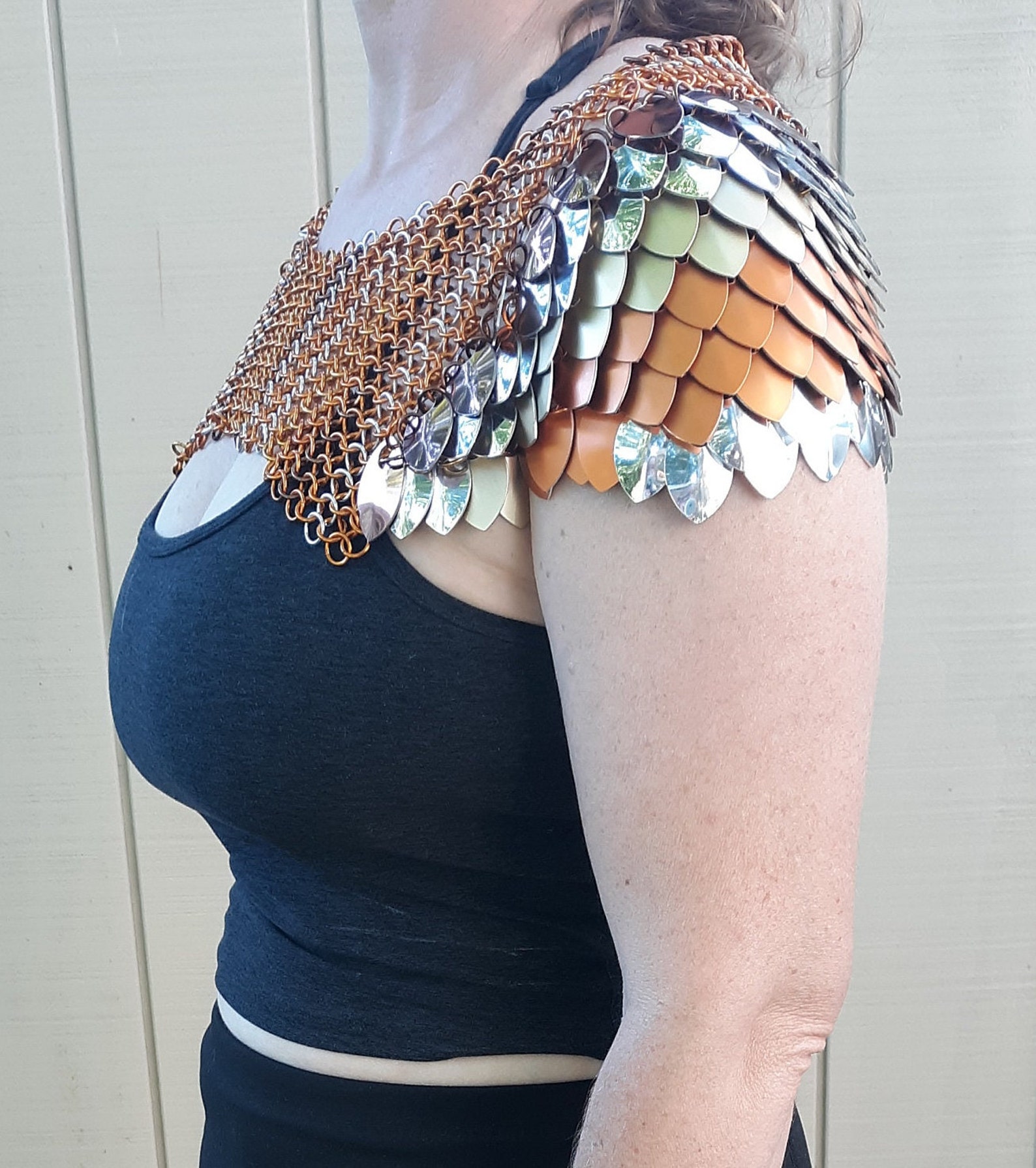 Mantel Chainmail Shoulder Armor Scalemail Shoulder Armor Mail Armor Dragon Scale Armor Cosplay ...