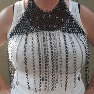 Chainmail Chest Necklace With Chain Fringe - Etsy