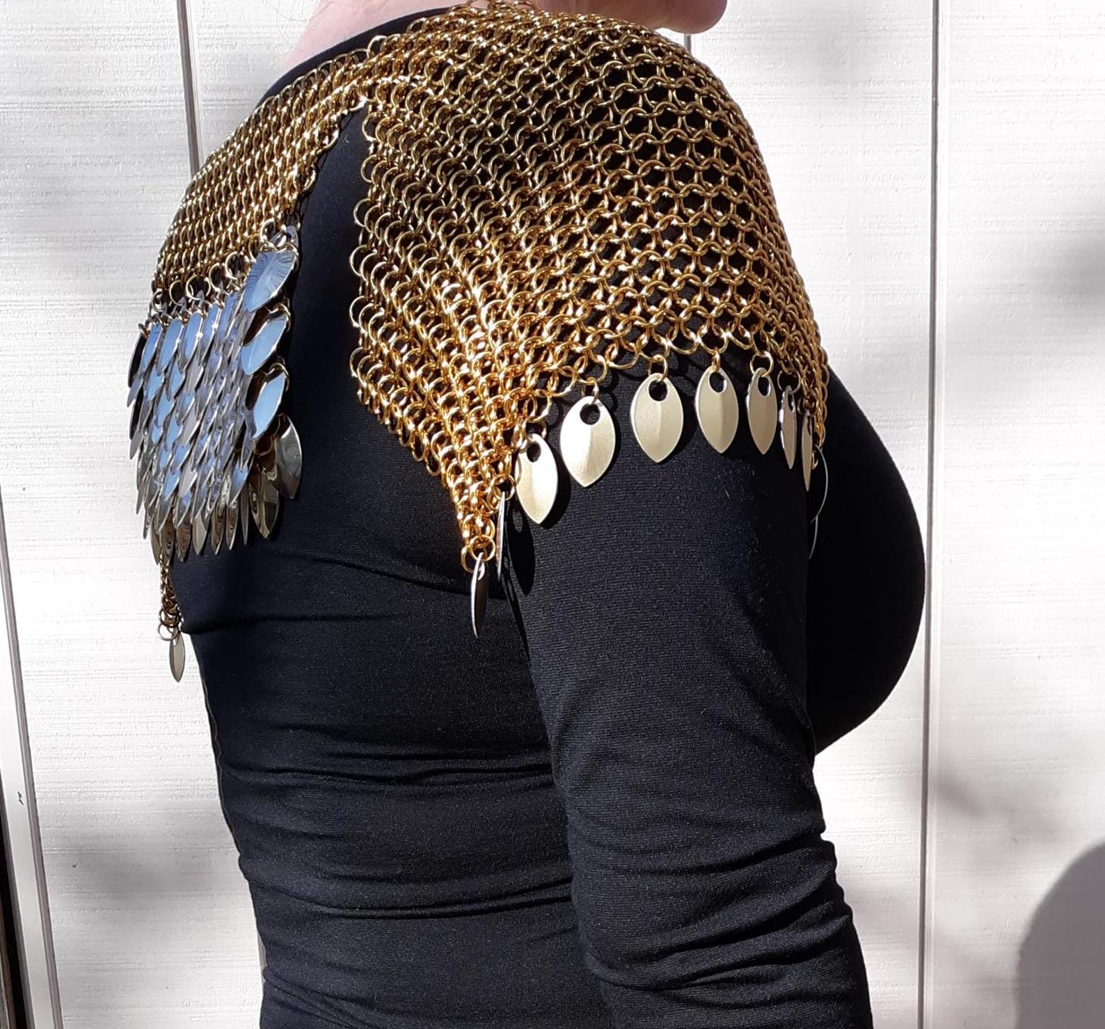 Shrug Chainmail Shoulder Armor With Fringe Scalemail Shoulder Armor ...
