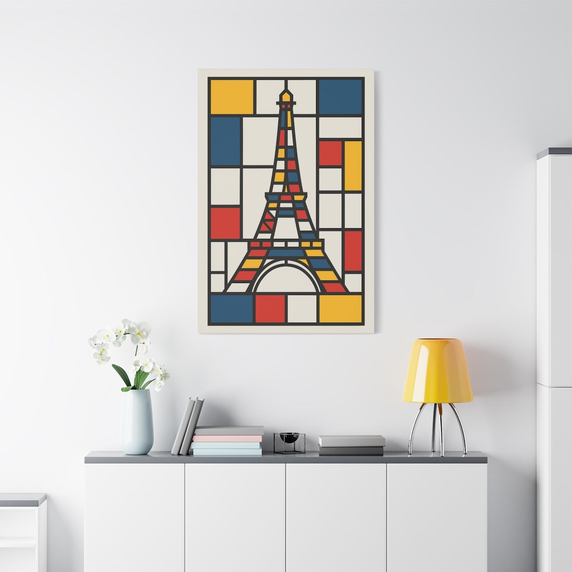 Eiffel Tower Mondrian Style Canvas Print Geometric Paris Travel Poster ...
