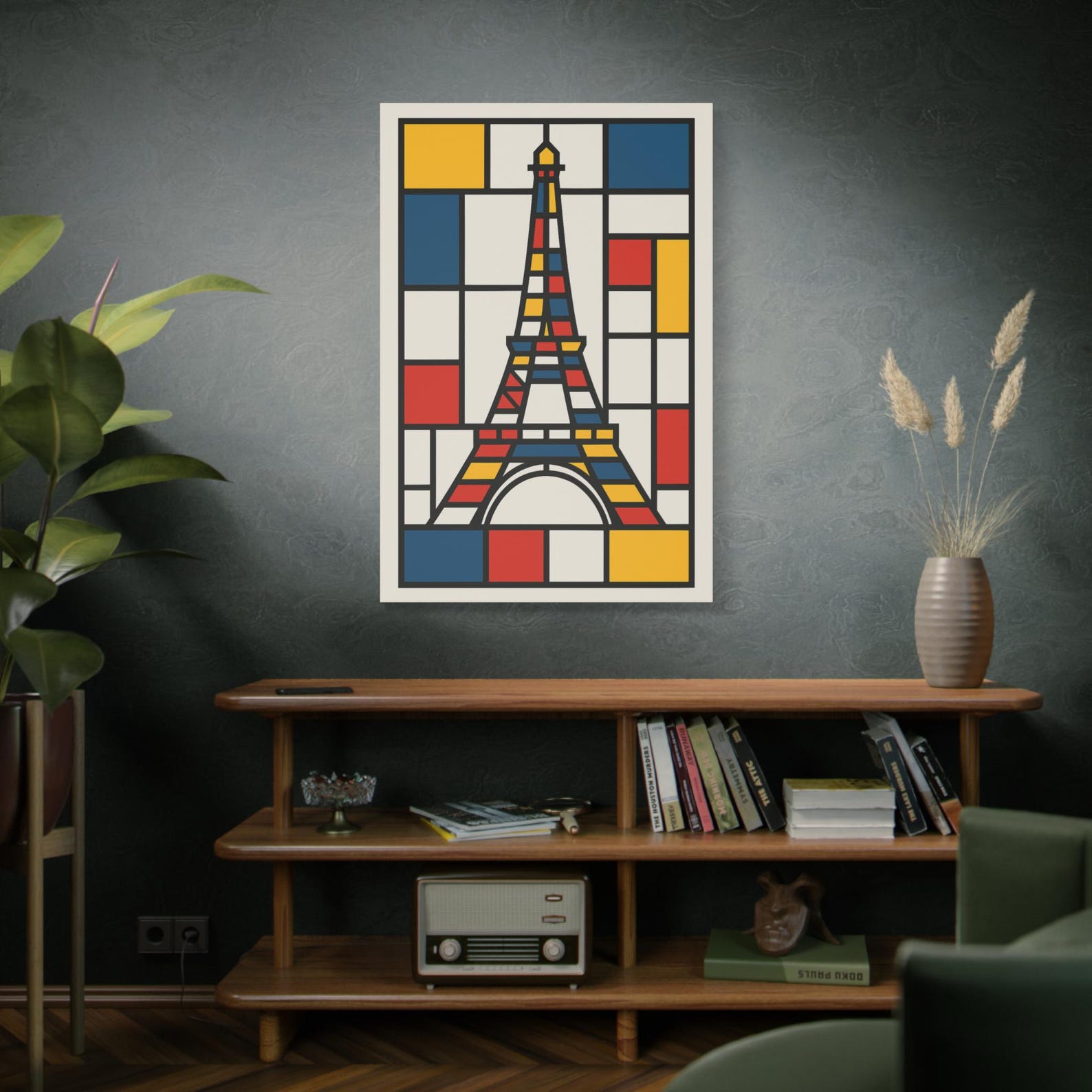 Eiffel Tower Mondrian Style Canvas Print Geometric Paris Travel Poster ...