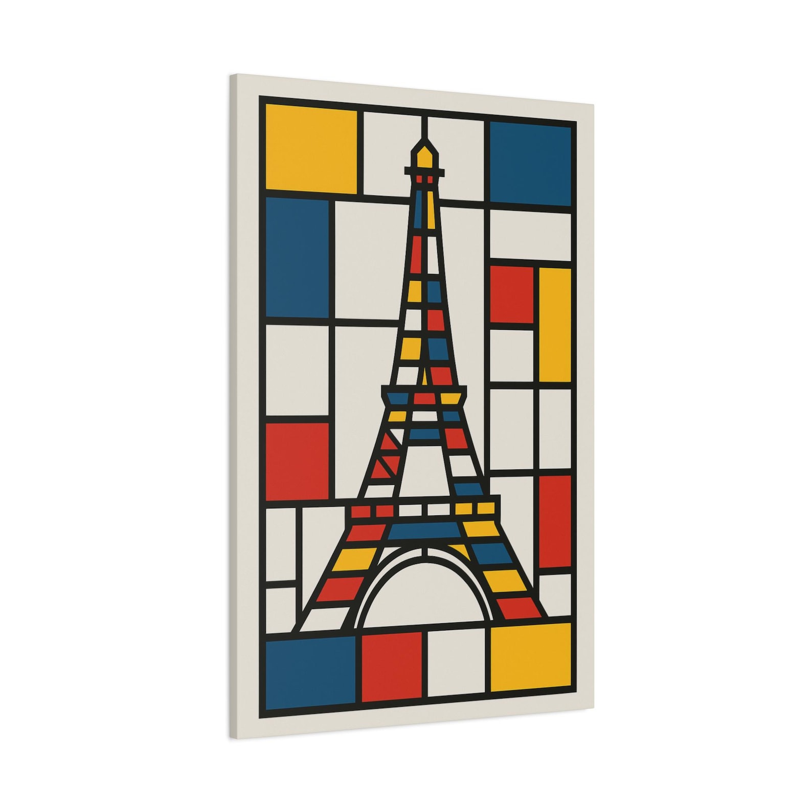 Eiffel Tower Mondrian Style Canvas Print Geometric Paris Travel Poster ...