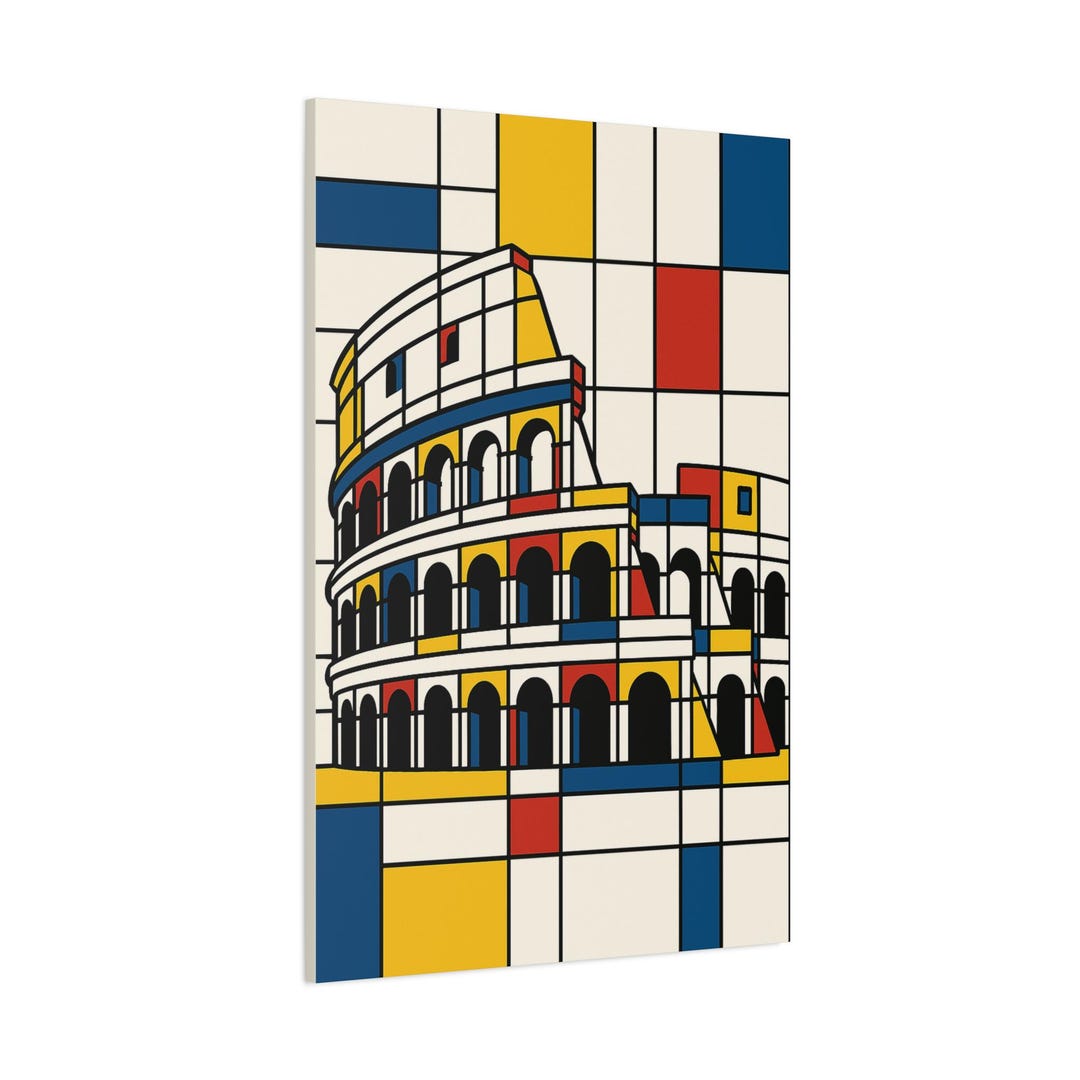 Colosseum Mondrian Style Canvas Print Geometric Rome Travel Poster Mid ...