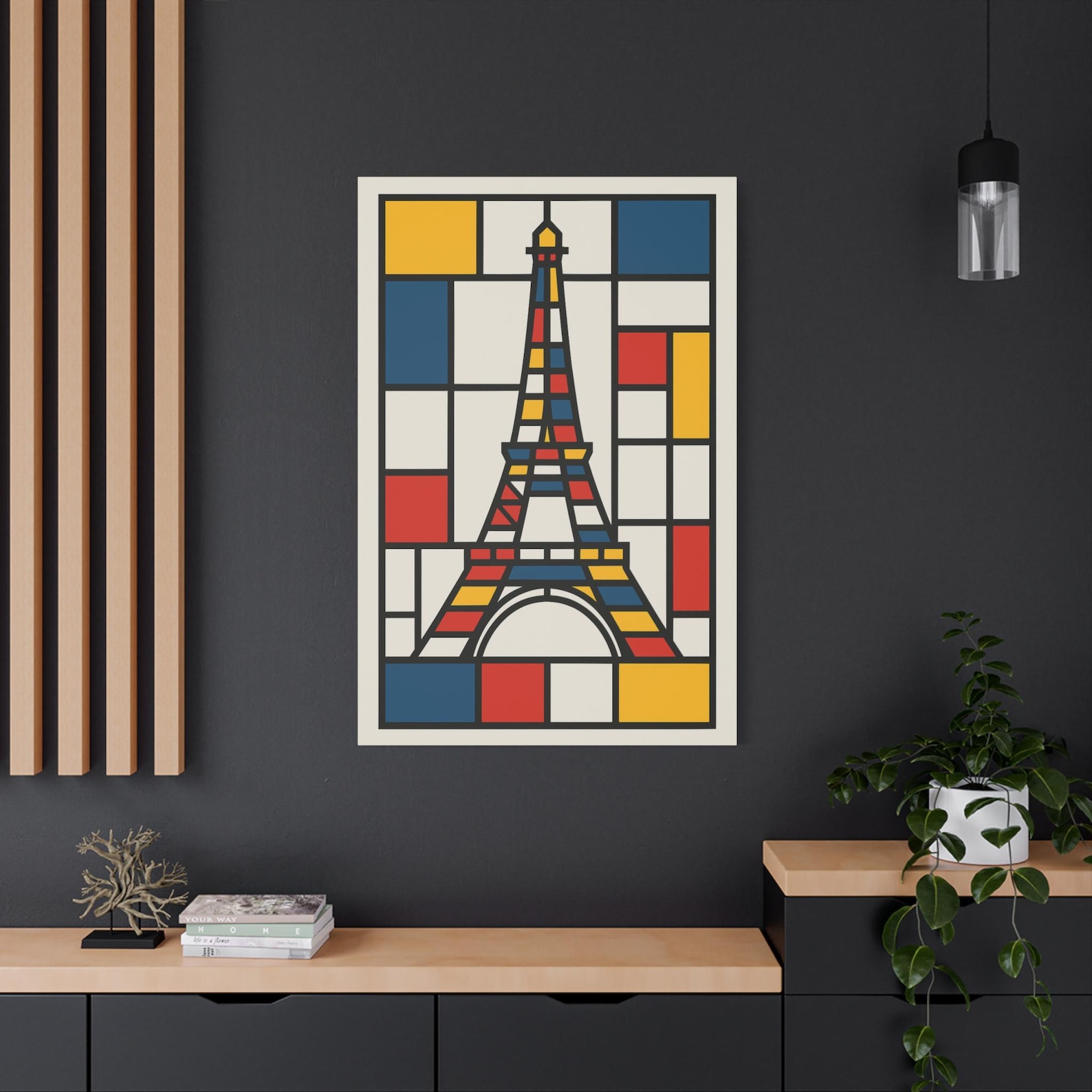 Eiffel Tower Mondrian Style Canvas Print Geometric Paris Travel Poster ...