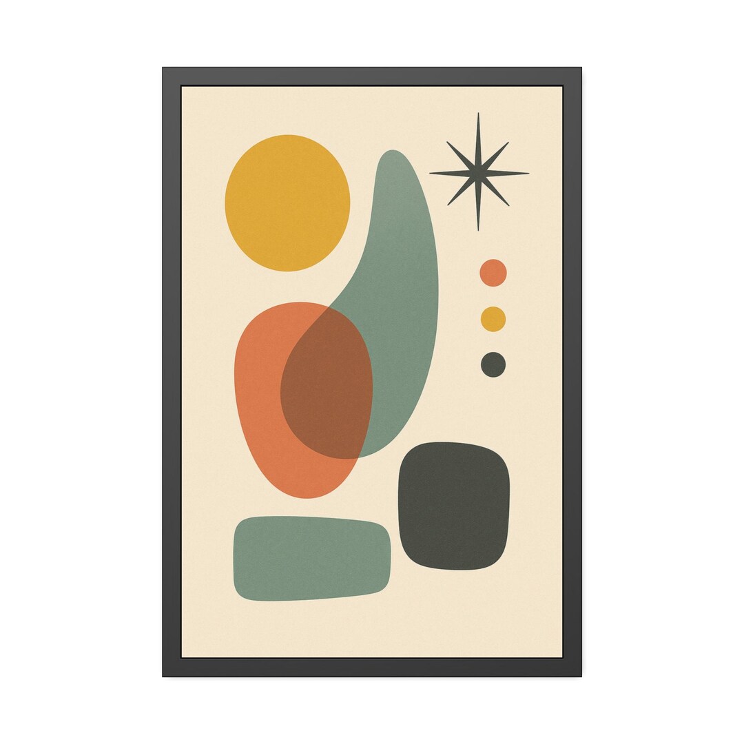 Mid-century Modern Abstract Art Print Retro Geometric Atomic Shapes ...