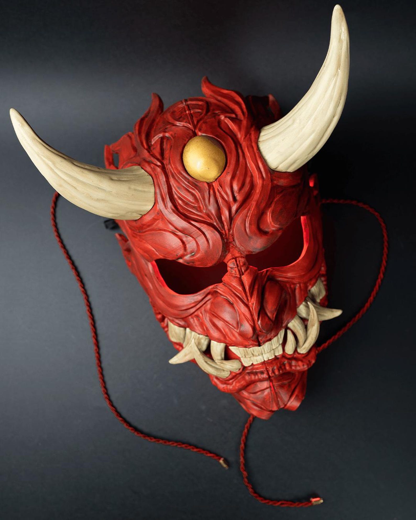 3D Printed Oni Mask: Japanese Demon, Paintable Assembly - Etsy