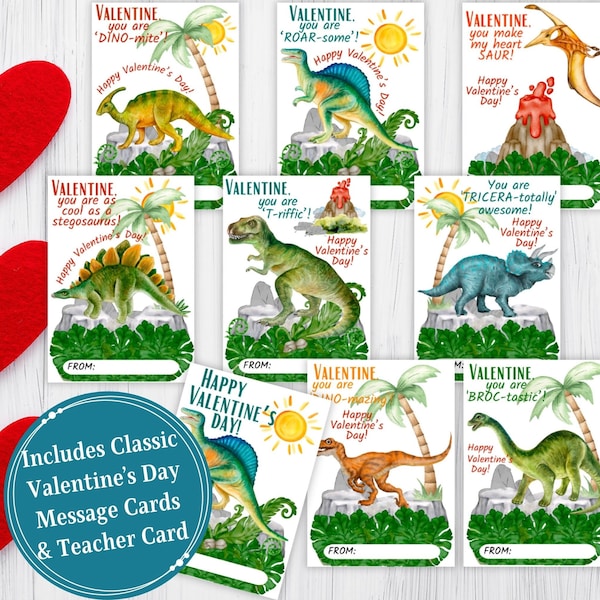 Dinosaur Valentine Printable - Etsy