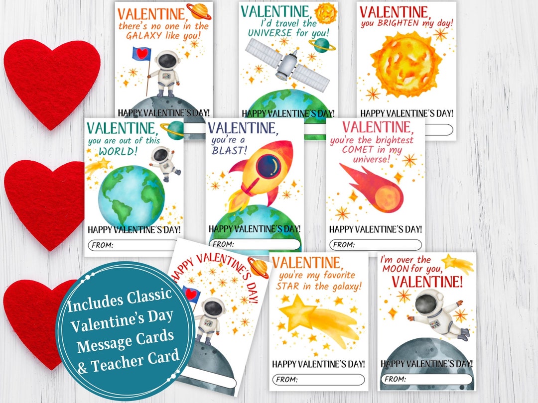Space Valentine’s Day Cards, Classroom Valentines, Preschool Valentines ...