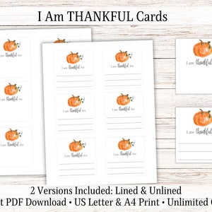 I Am Thankful for Thanksgiving Cards Printable | Thanksgiving and ...