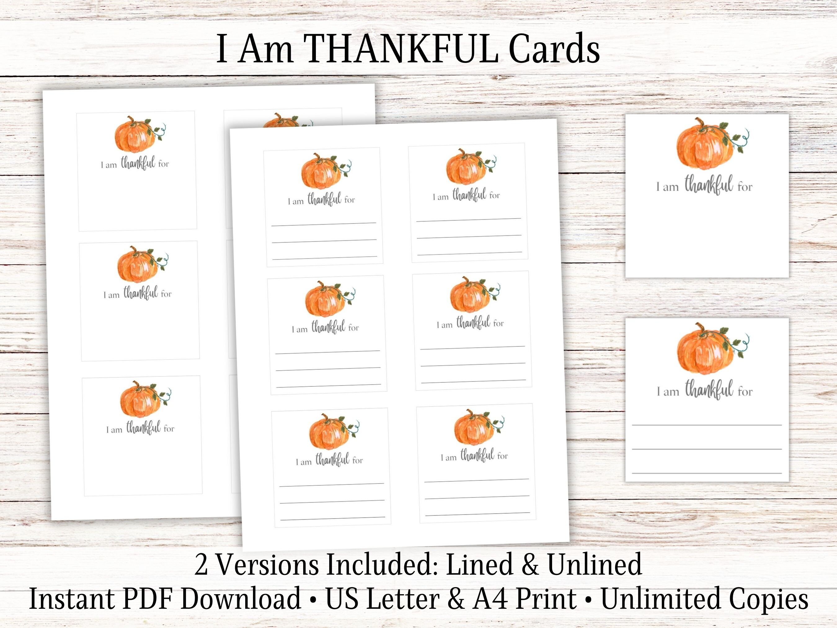 I Am Thankful for Thanksgiving Cards Printable | Thanksgiving and ...