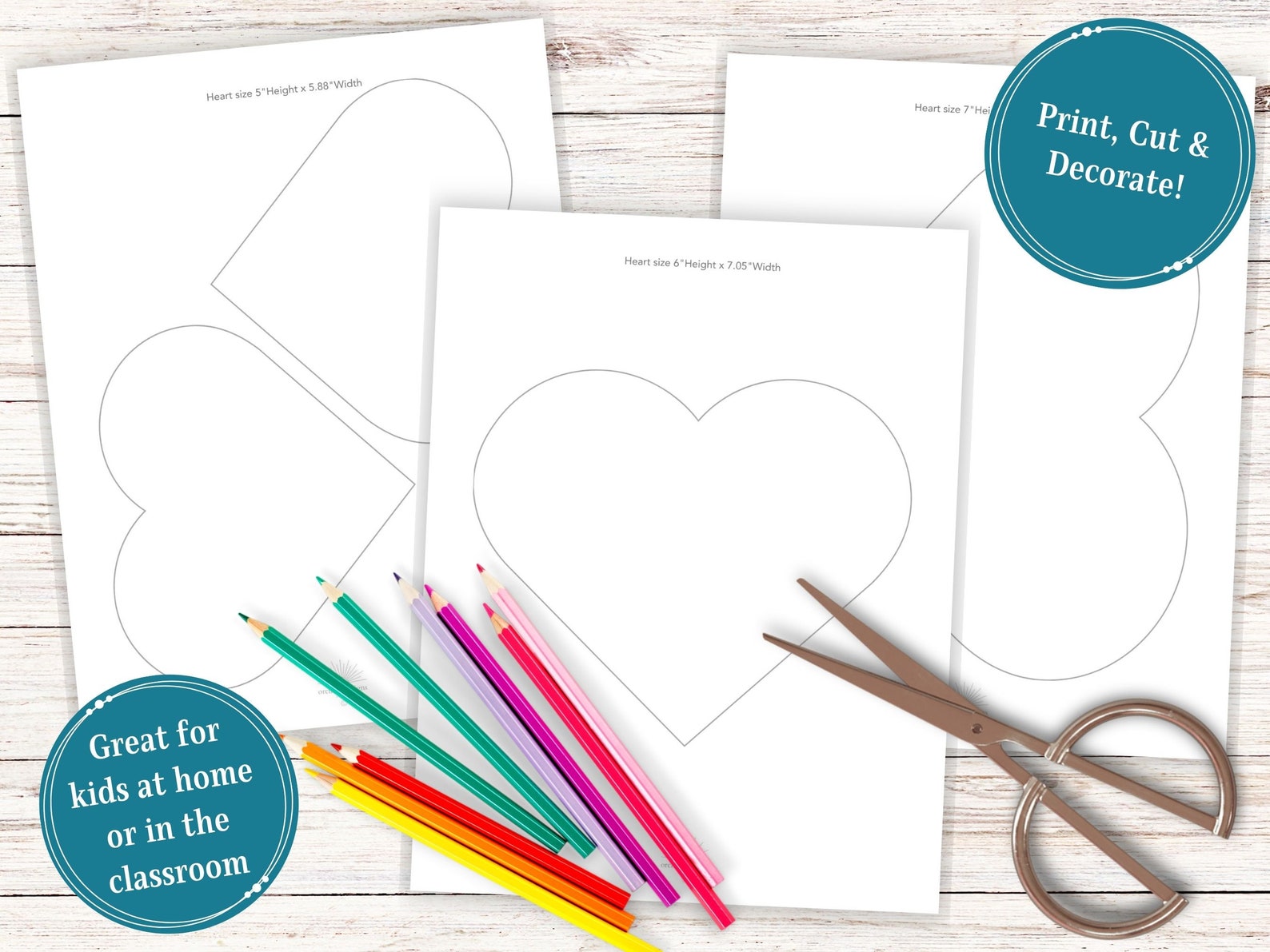 Heart Template Bundle Printable, Easy Kids Valentine's Craft, Heart ...