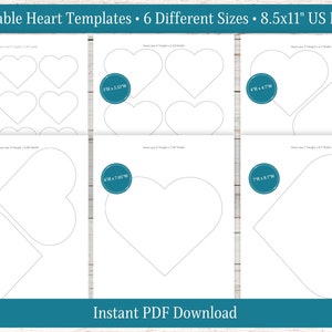 Heart Template Bundle Printable, Easy Kids Valentine's Craft, Heart ...