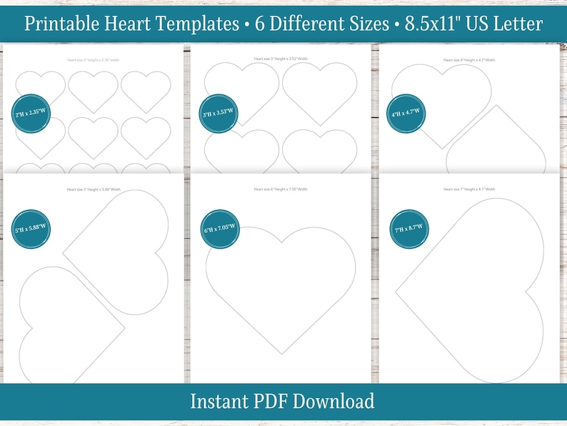 Heart Template Bundle Printable, Easy Kids Valentine's Craft, Heart ...