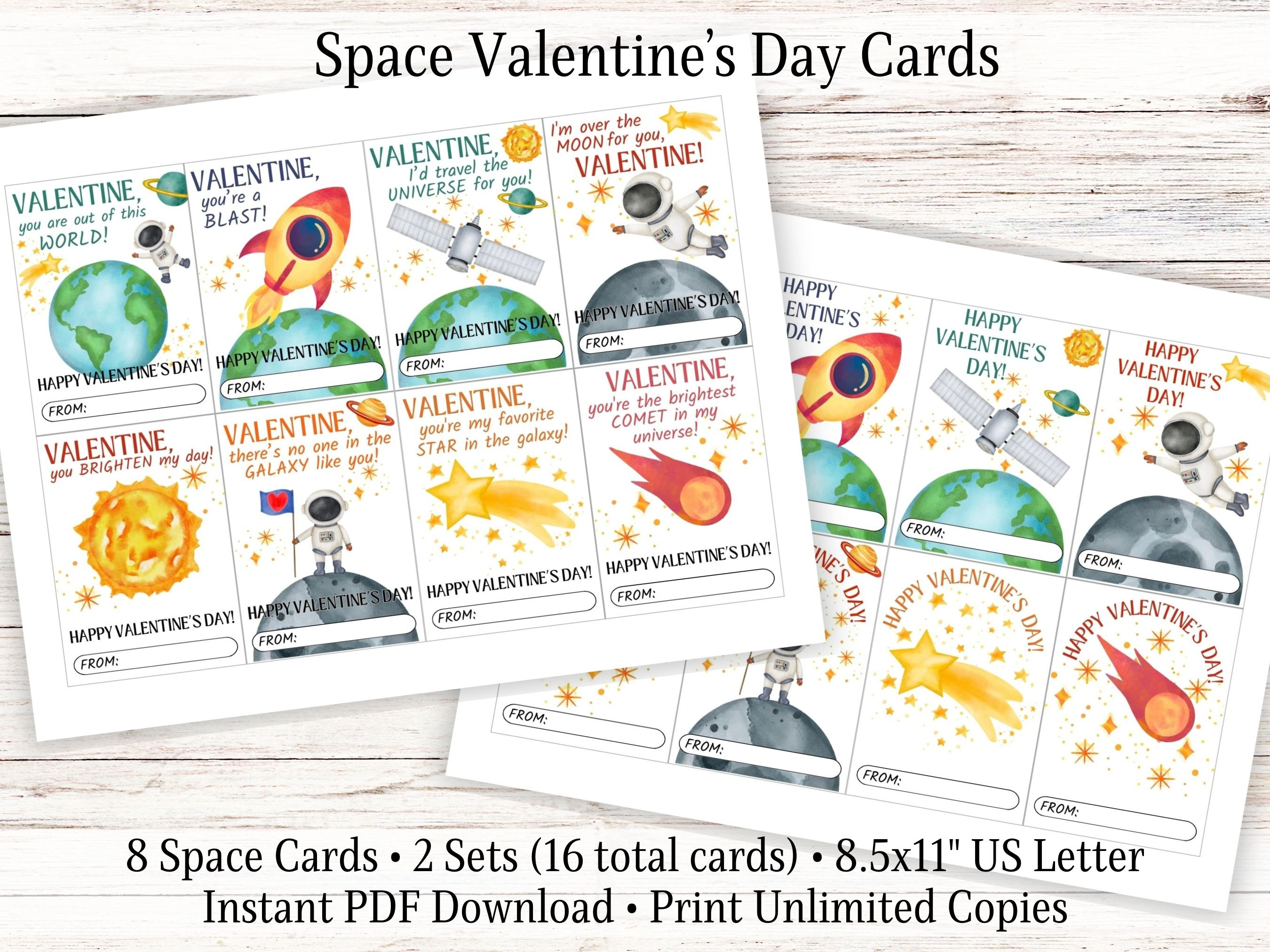 Space Valentines Day Cards, Classroom Valentines, Preschool Valentines ...